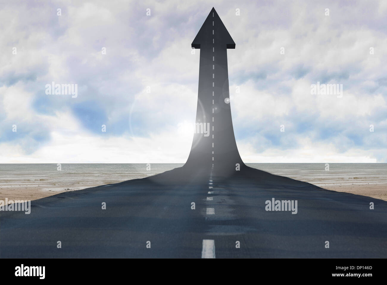 Road turning into arrow Stock Photo - Alamy