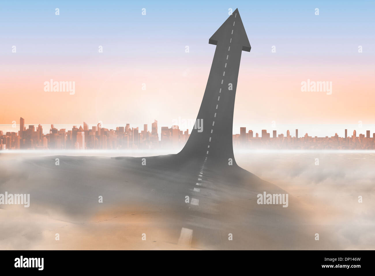 Road turning into arrow Stock Photo - Alamy