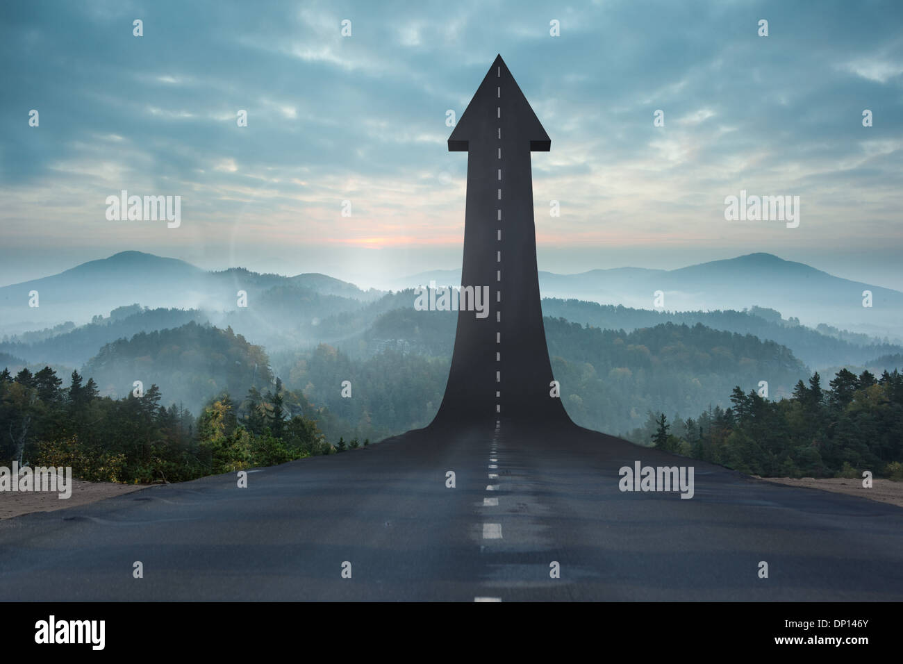 Road turning into arrow Stock Photo - Alamy