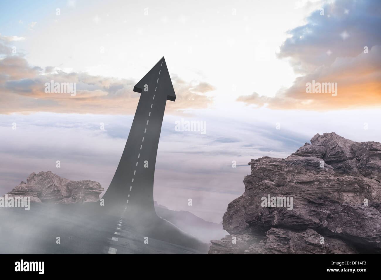 Road turning into arrow Stock Photo - Alamy