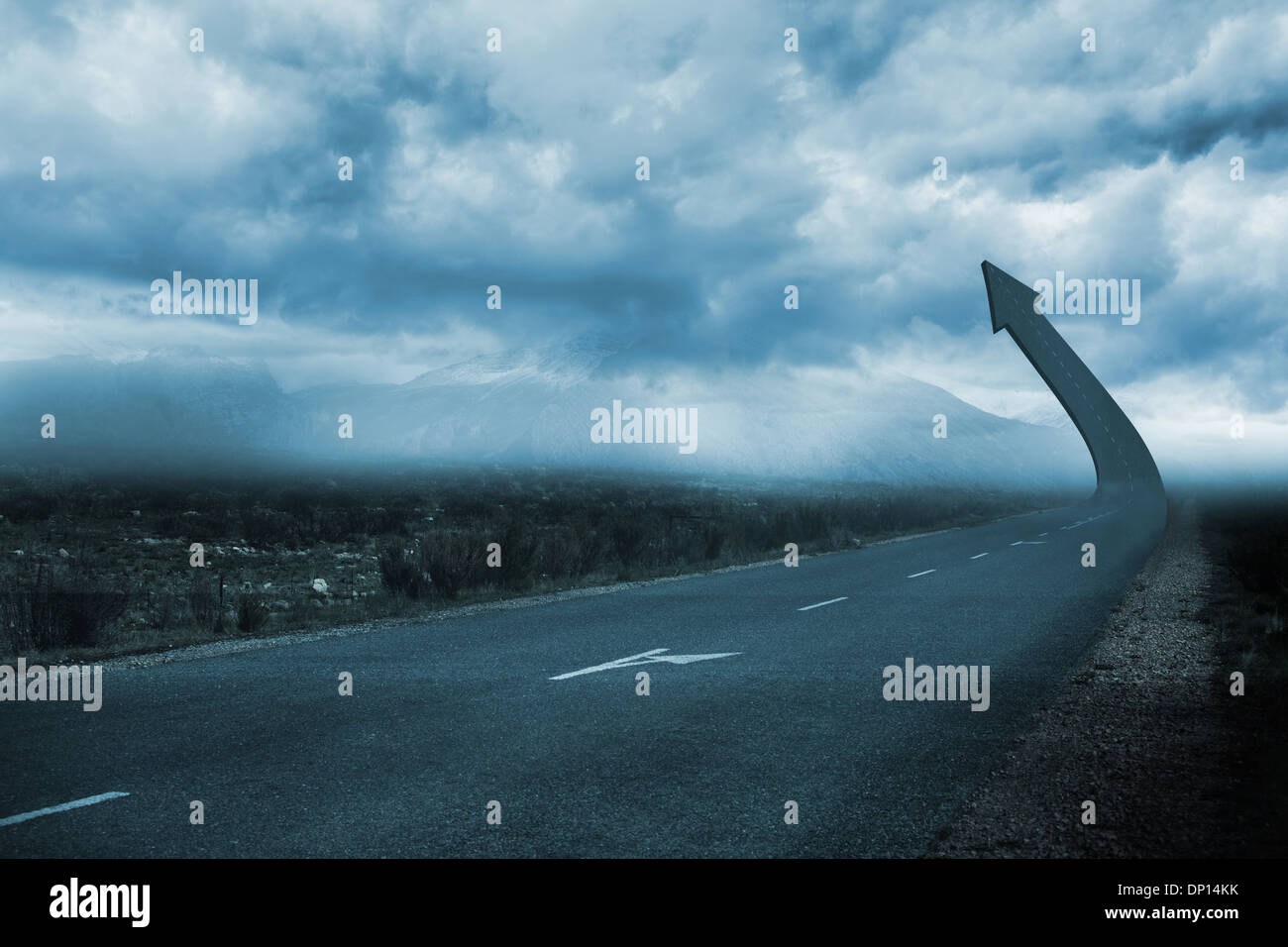 Road turning into arrow Stock Photo - Alamy