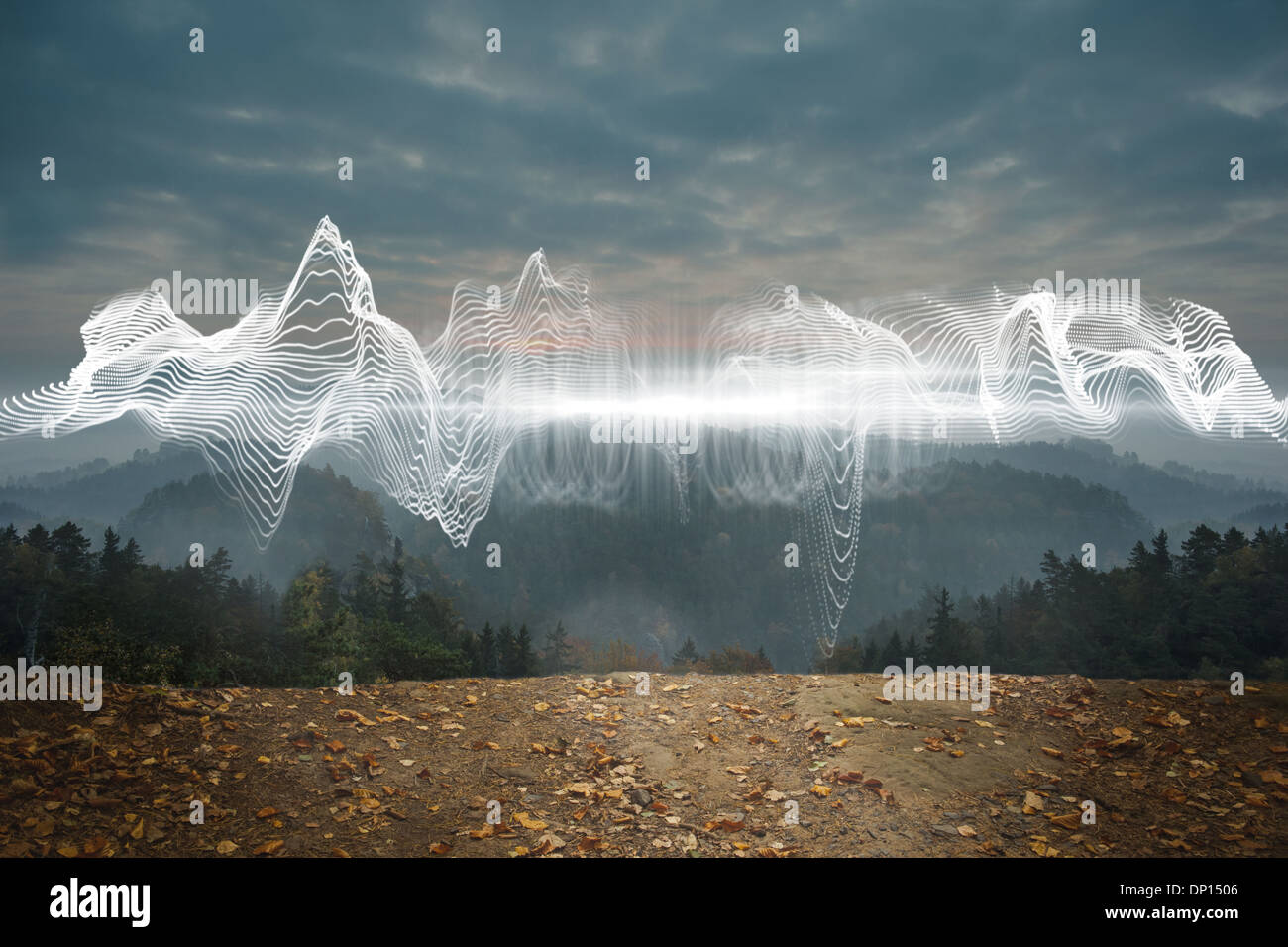 Energy design over landscape Stock Photo - Alamy