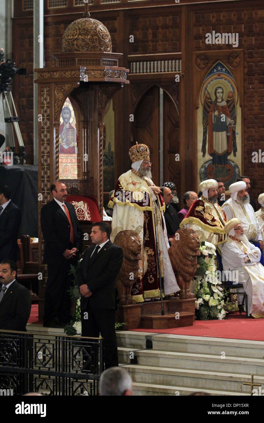 Cairo, Cairo, Egypt. 6th Jan, 2014. Coptic Pope Tawadros II, swings an ...