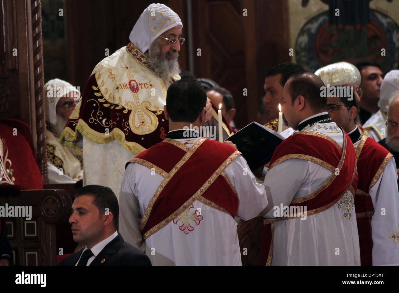 Cairo, Cairo, Egypt. 6th Jan, 2014. Coptic Pope Tawadros II, swings an ...
