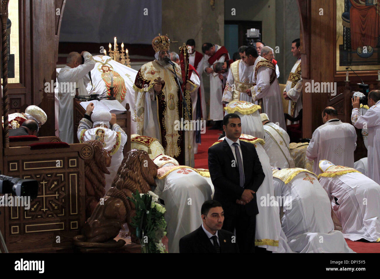 Cairo, Cairo, Egypt. 6th Jan, 2014. Coptic Pope Tawadros II, swings an ...