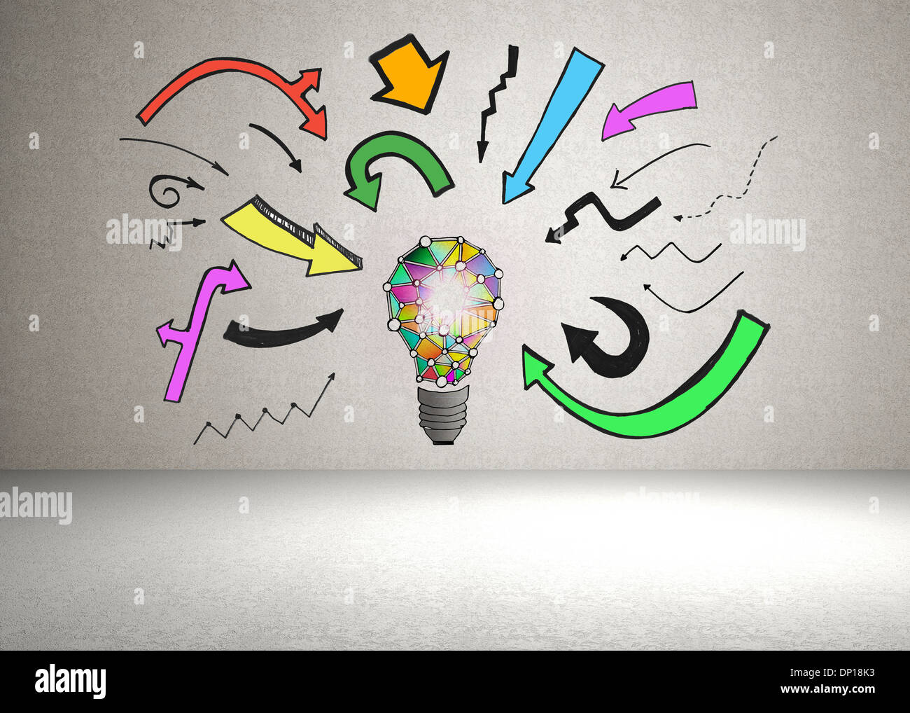 Colourful light bulb with arrows Stock Photo - Alamy