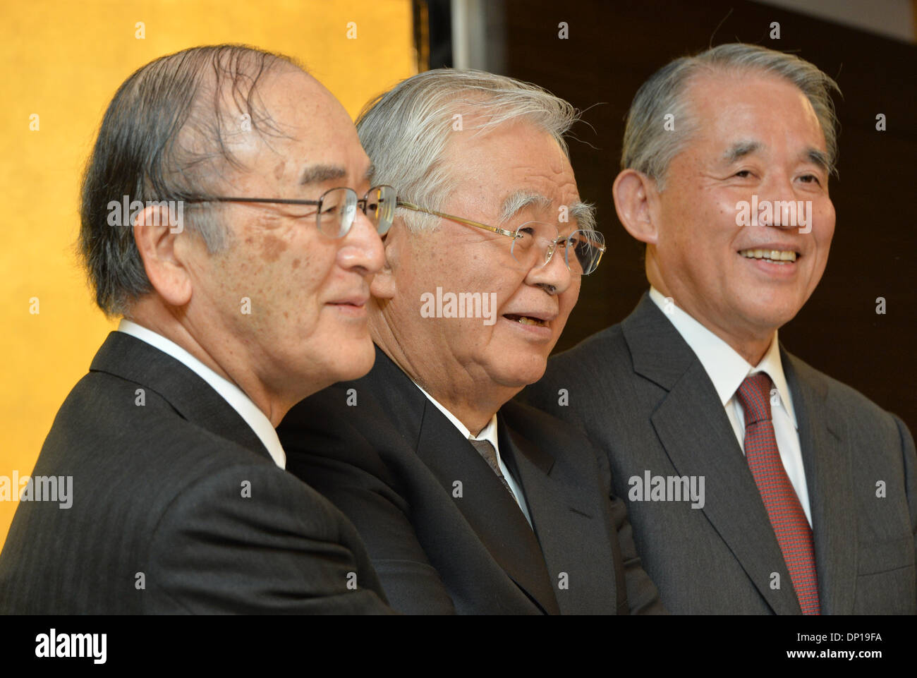Tokyo, Japan. 7th Jan, 2014. Leaders of Japan's three major business ...