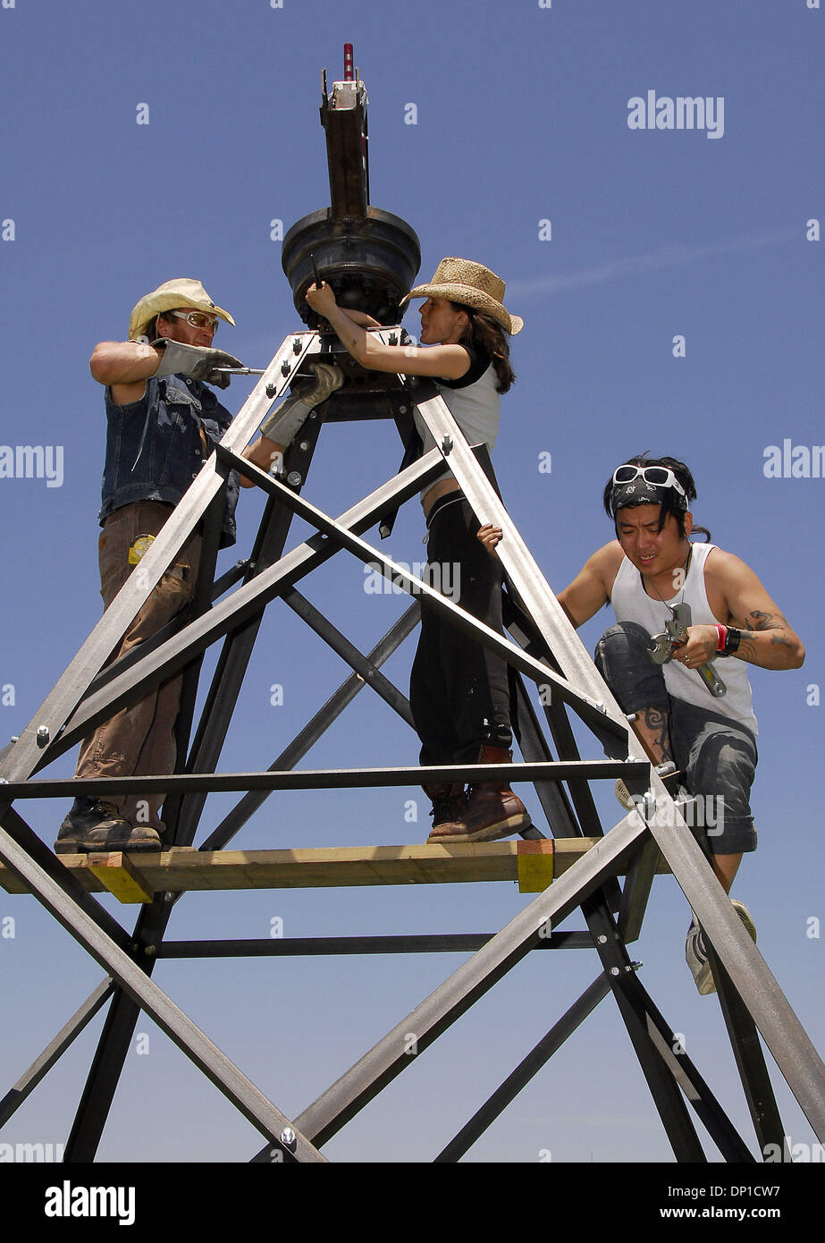 Apr 28, 2006; Indio, CA, USA; Workers assemble SPIDER before the ...