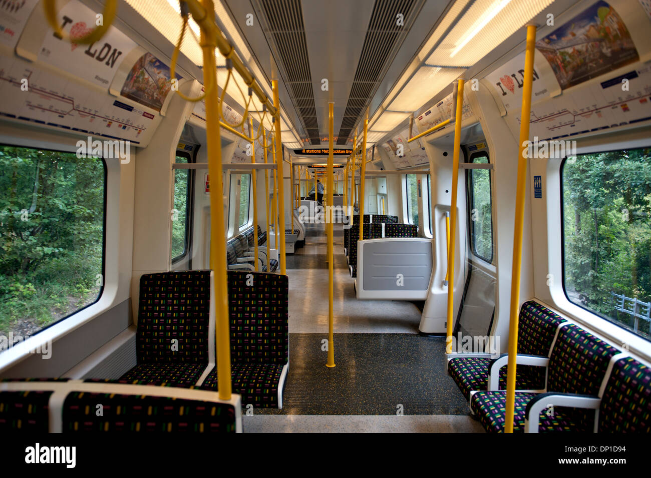 Interior of an S8 underground carriage on the Metropolitan line of ...
