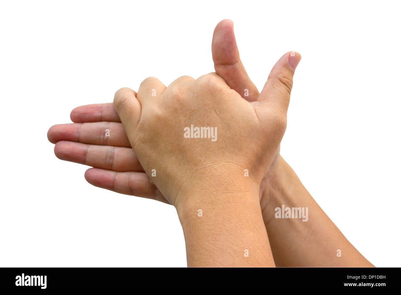 Man hand sign isolated on white Stock Photo - Alamy