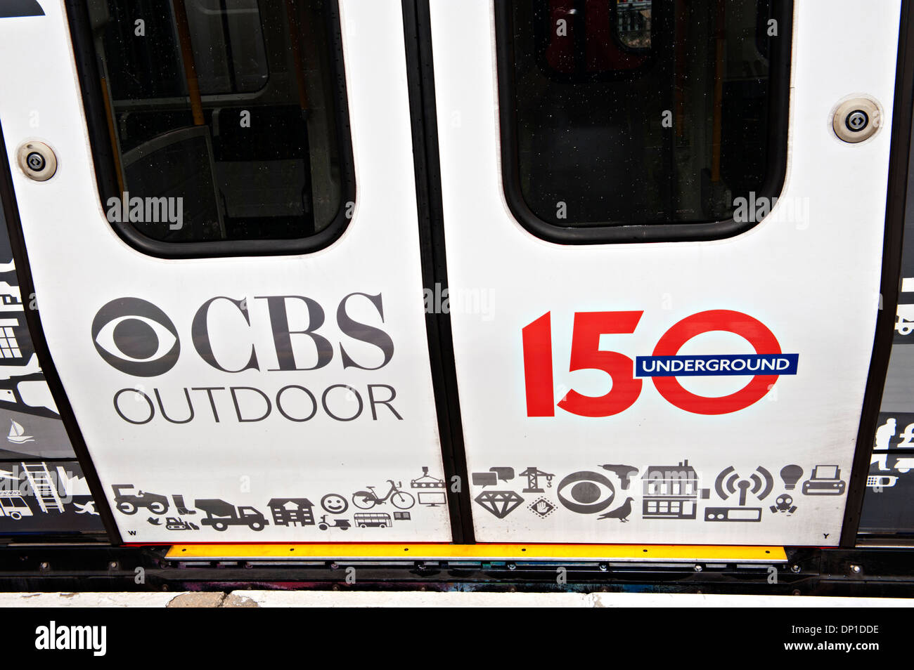 Special livery on modern London underground railway carriage ...