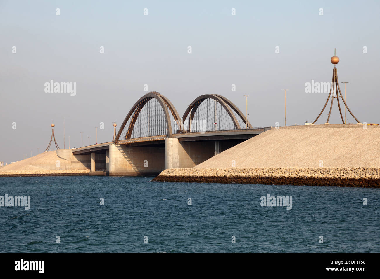Sheikh Khalifa Bin Salman Bridge in Bahrain, Middle East Stock Photo ...