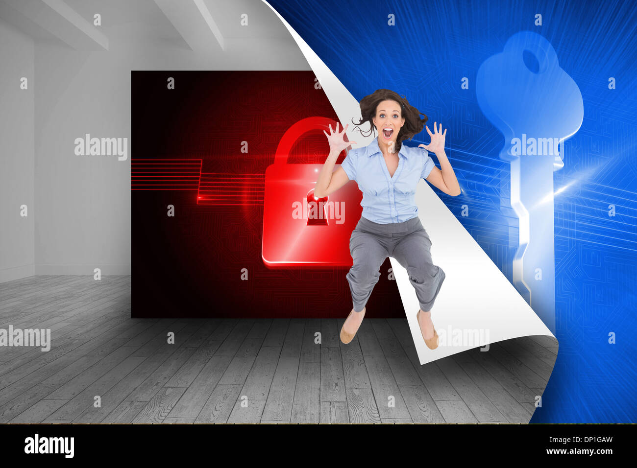 Composite image of cheerful classy businesswoman having fun Stock Photo ...