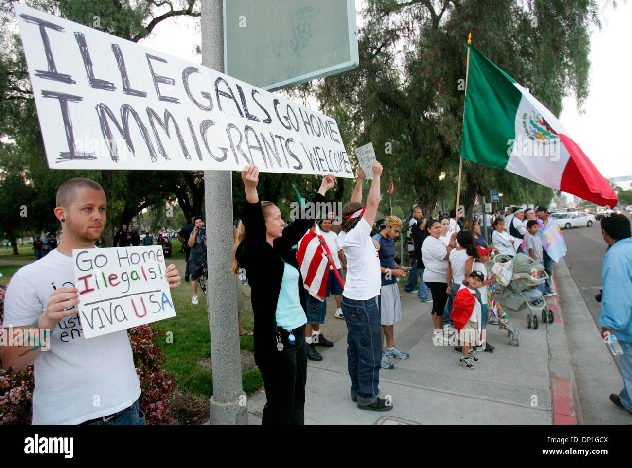 May 01, 2006; Escondido, CA, USA; Protesters stood outside Grape Day ...