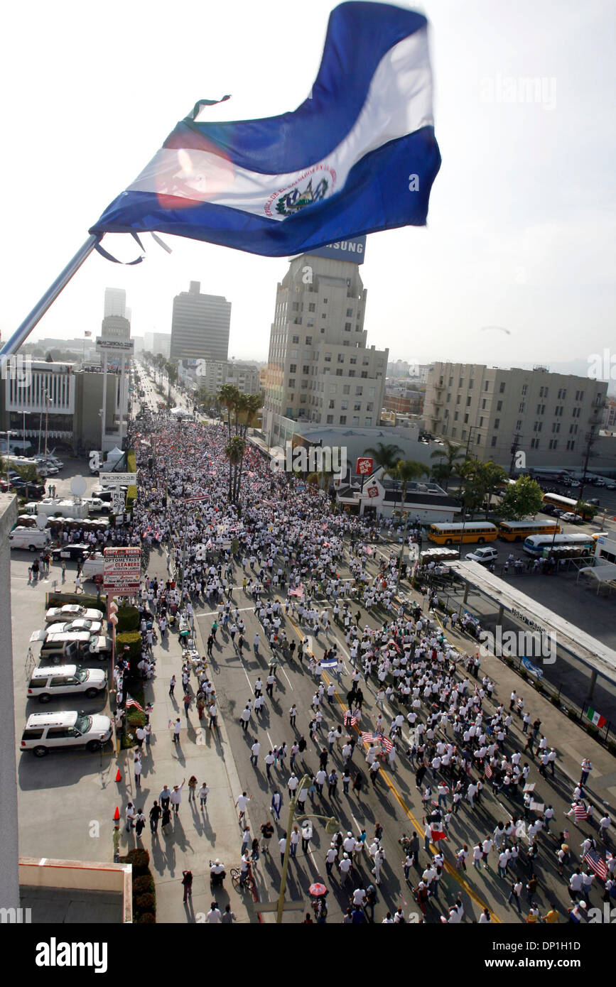 May 01, 2006; Los Angeles, CA, USA; Thousands of demonstrators march ...