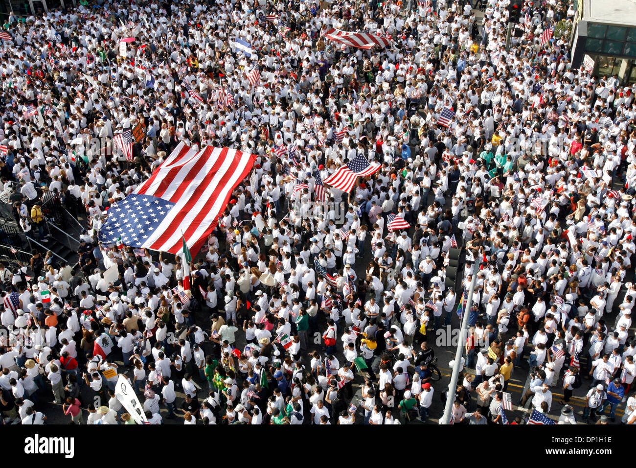 May 01, 2006; Los Angeles, CA, USA; Thousands of demonstrators march ...