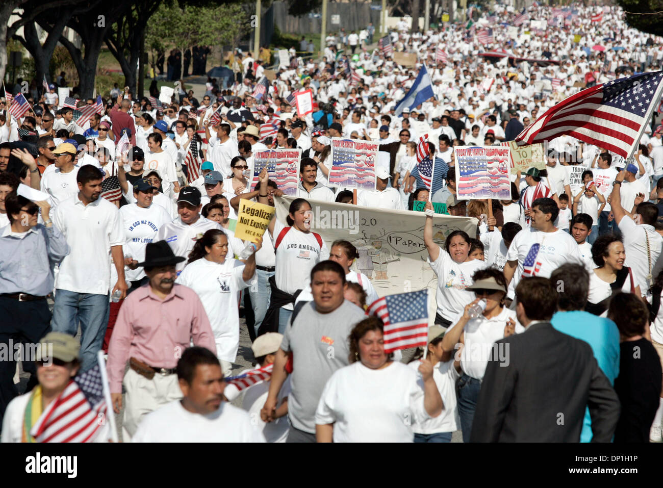 May 01, 2006; Los Angeles, CA, USA; Thousands of demonstrators march ...