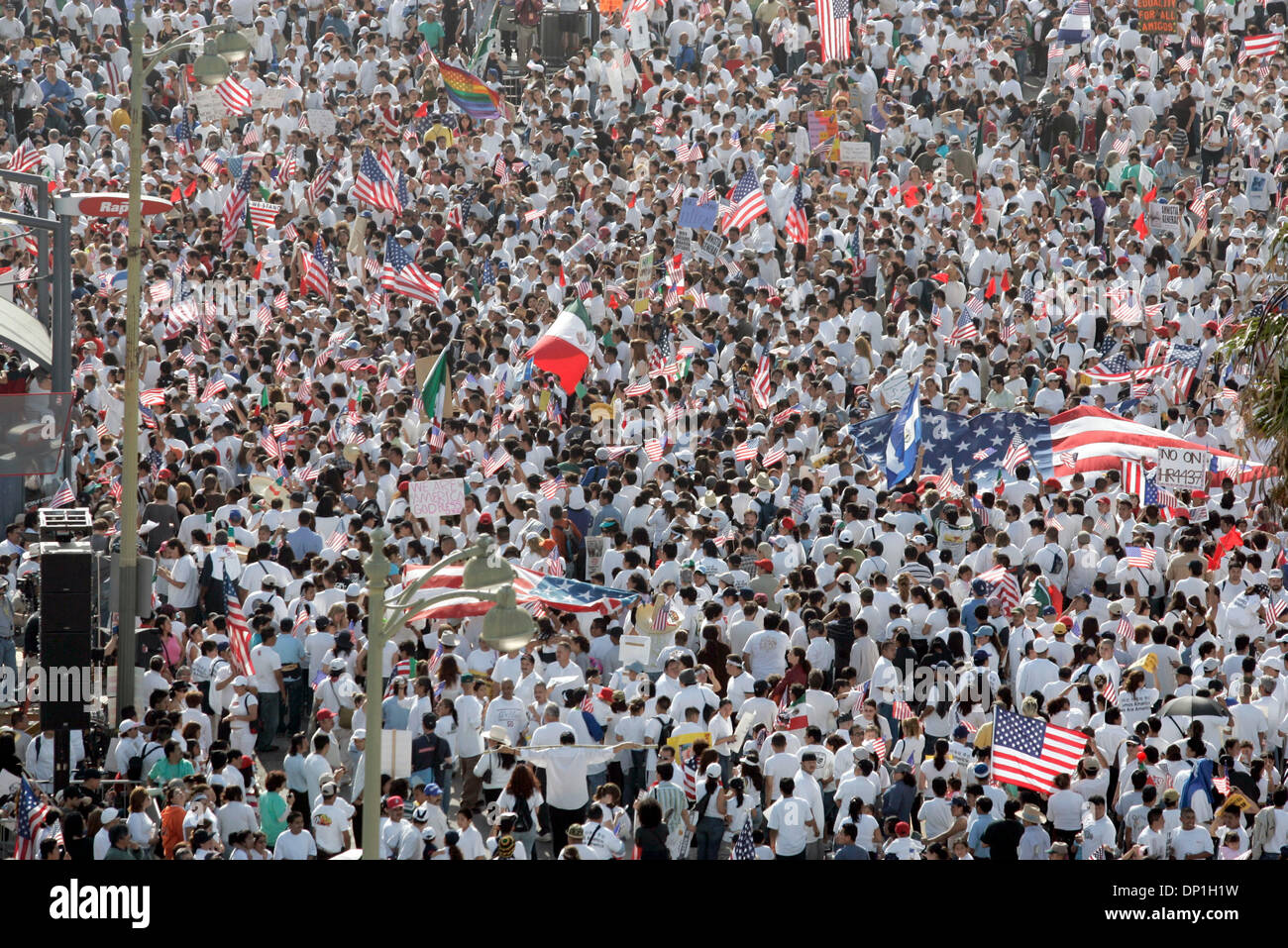 May 01, 2006; Los Angeles, CA, USA; Thousands of demonstrators march ...