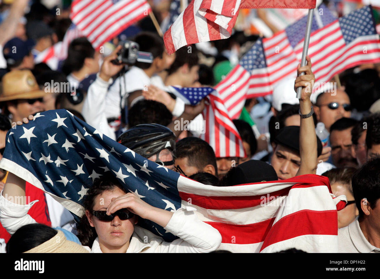 May 01, 2006; Los Angeles, CA, USA; Thousands of demonstrators march ...