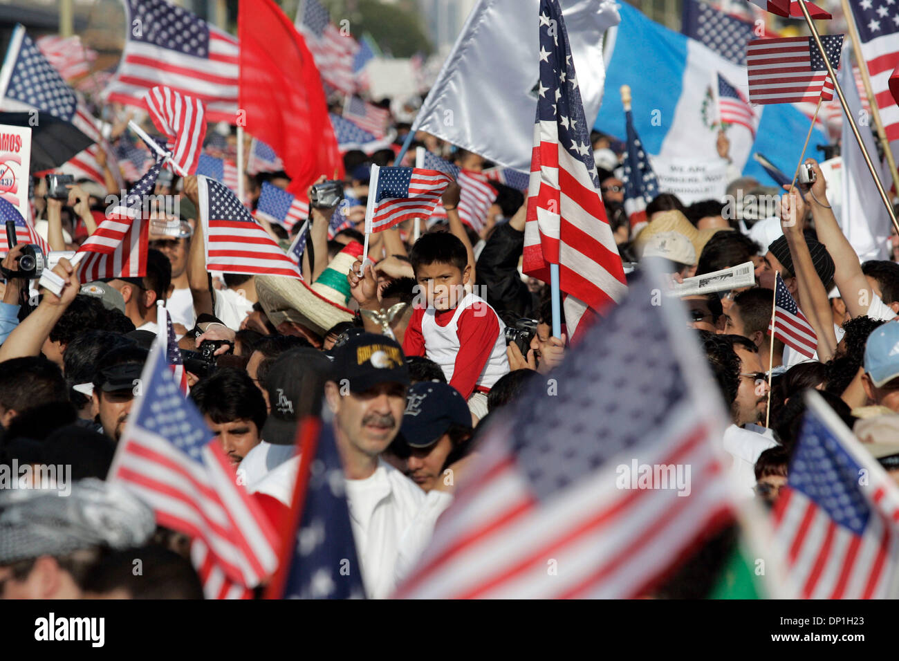 May 01, 2006; Los Angeles, CA, USA; Thousands of demonstrators march ...