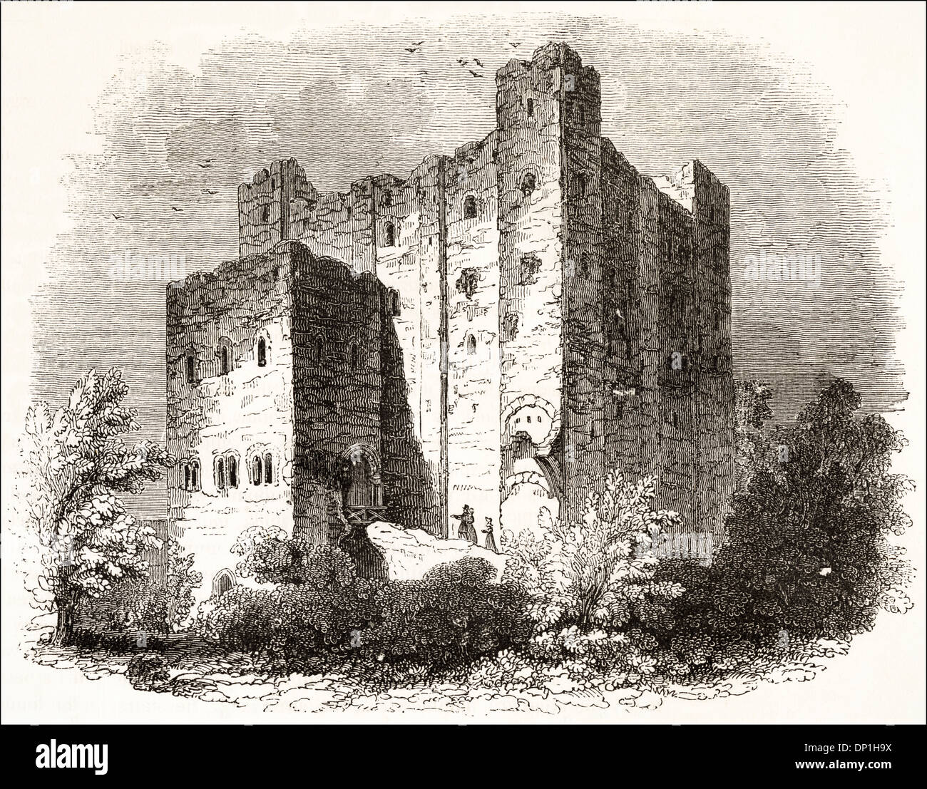 Keep with Entrance Tower of Rochester Castle Kent England UK. Victorian ...