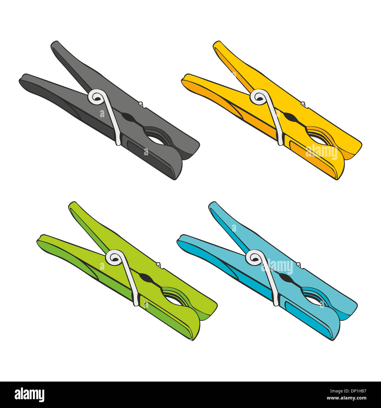 vector illustration of isolated colored pegs Stock Photo - Alamy