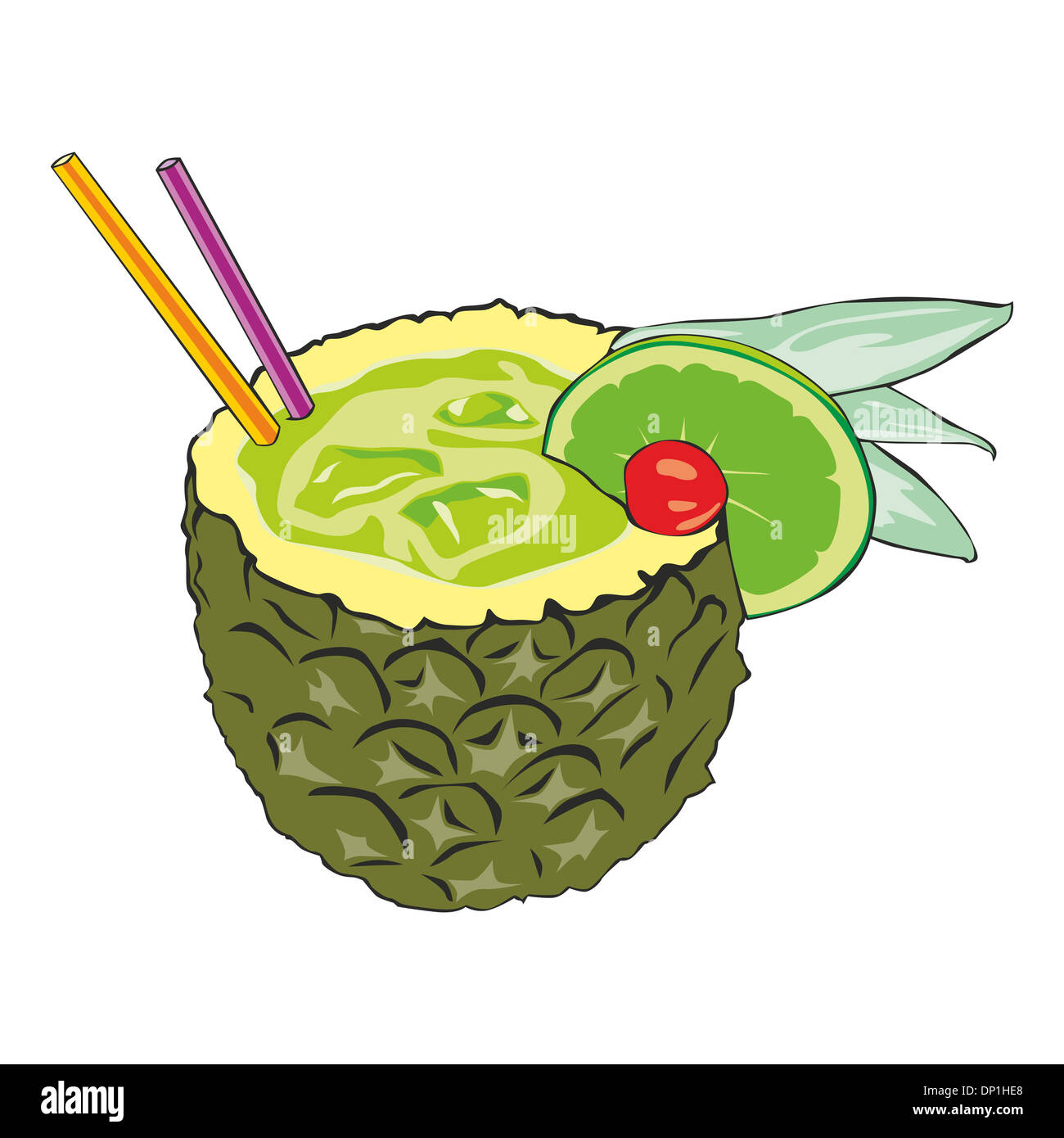 illustration of pineapple cocktail Stock Photo - Alamy