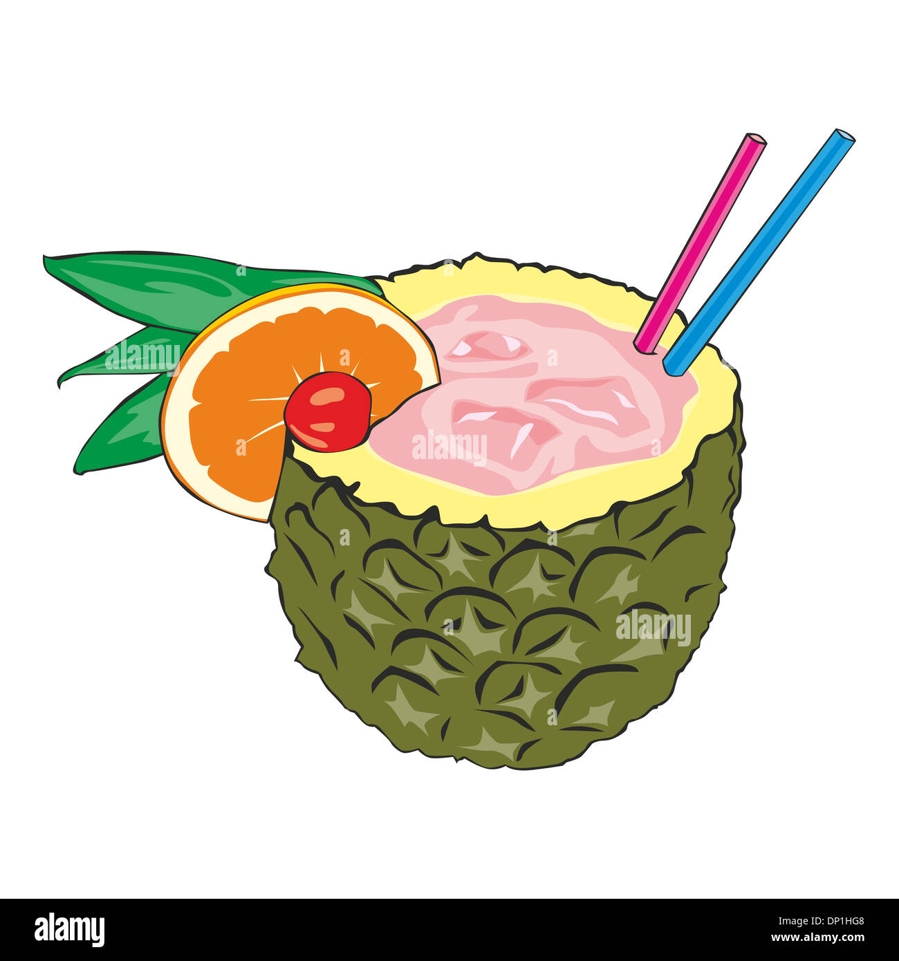 illustration of pineapple cocktail Stock Photo - Alamy