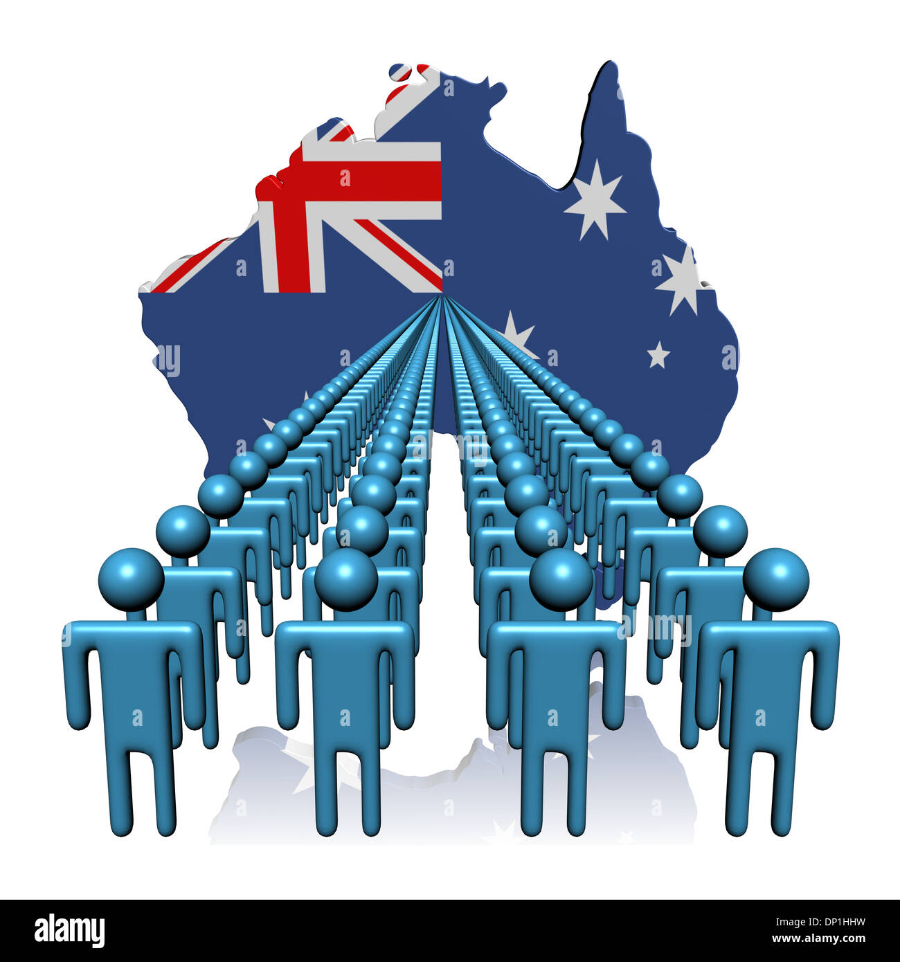 Lines of people with Australia map flag illustration Stock Photo - Alamy