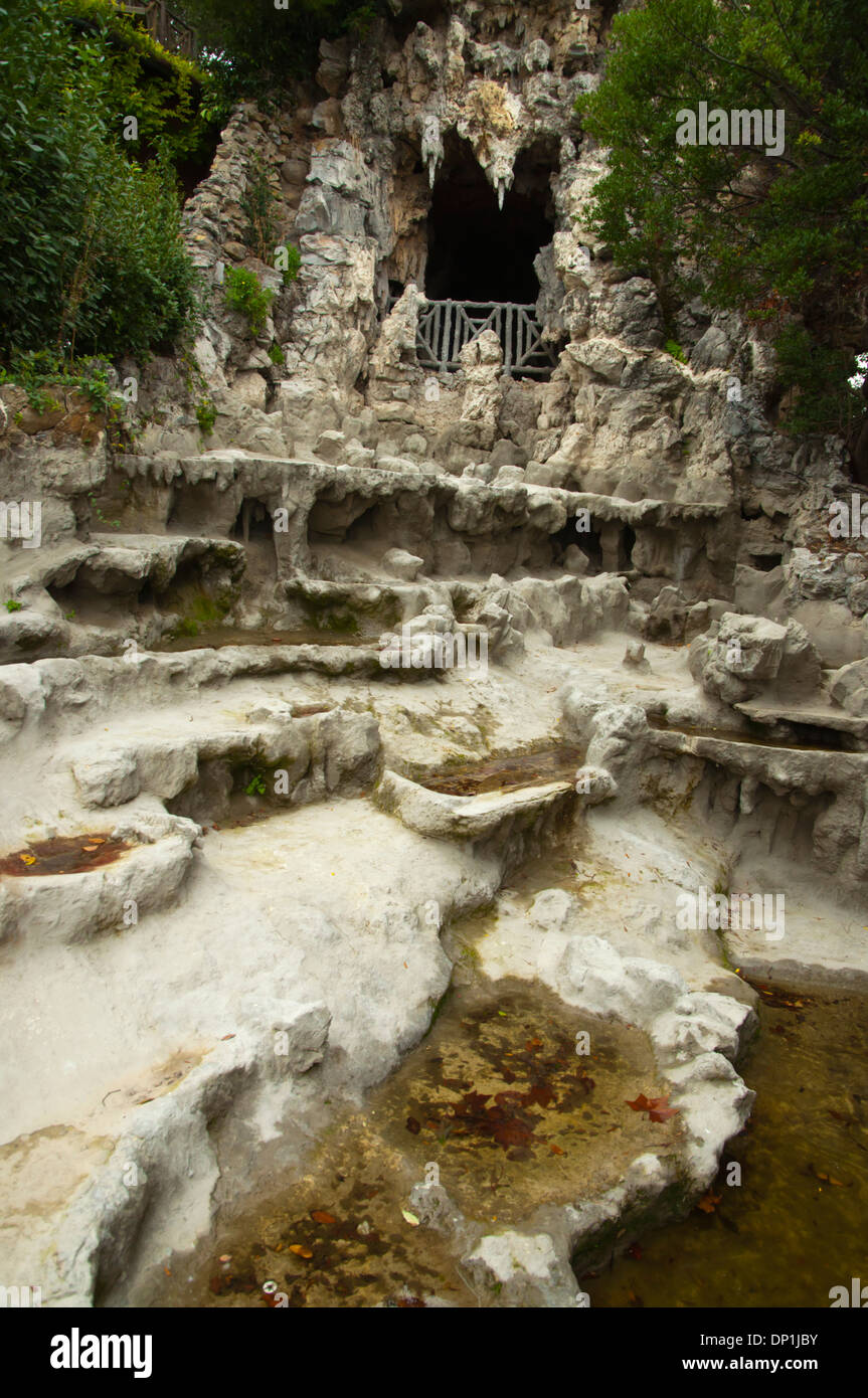 Waterfalls and grottoes Villetta di Negro park central Genoa Liguria ...