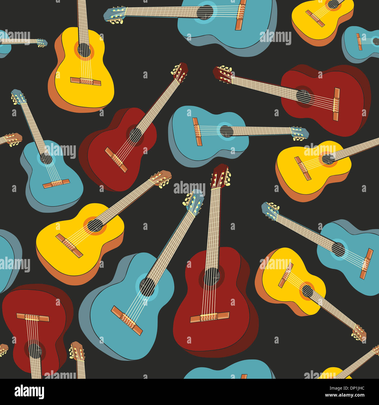 vector illustration seamless pattern isolated guitars Stock Photo - Alamy