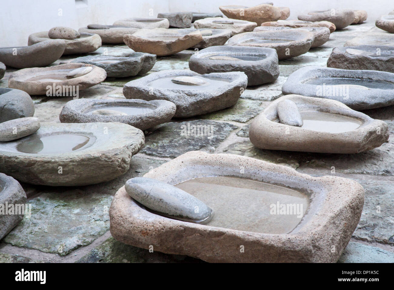 Old rock for grind the mais named metate. Oaxaca, Oaxaca. Mexico Stock ...