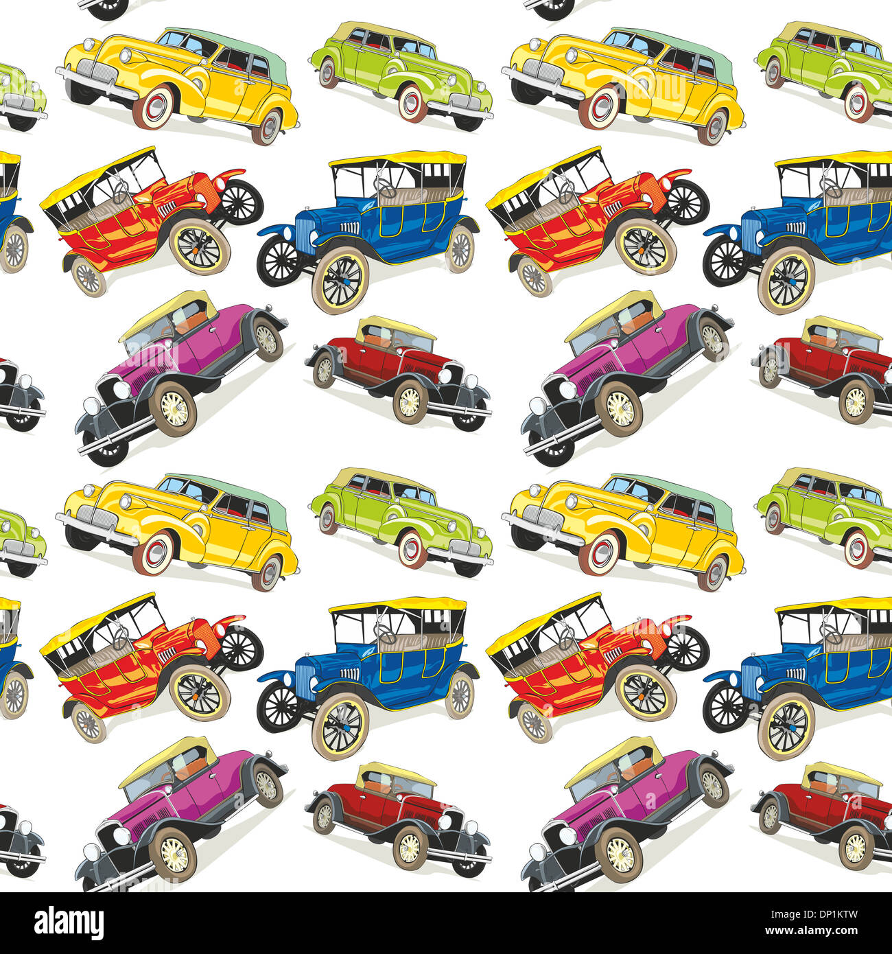 vector illustration seamless pattern vintage cars Stock Photo - Alamy