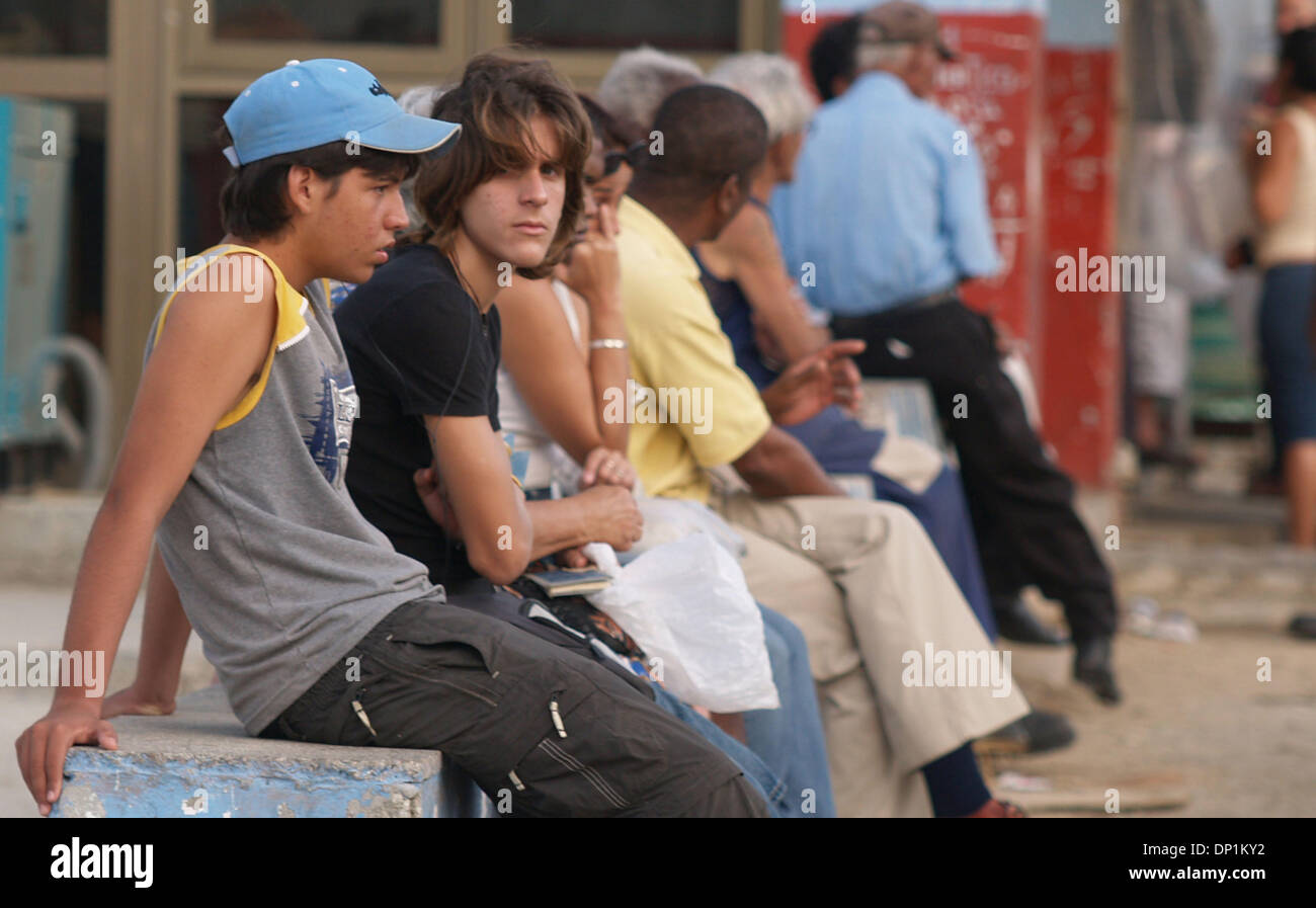 May 04, 2006; Havana, CUBA; Cuban residents wait out side the food ...