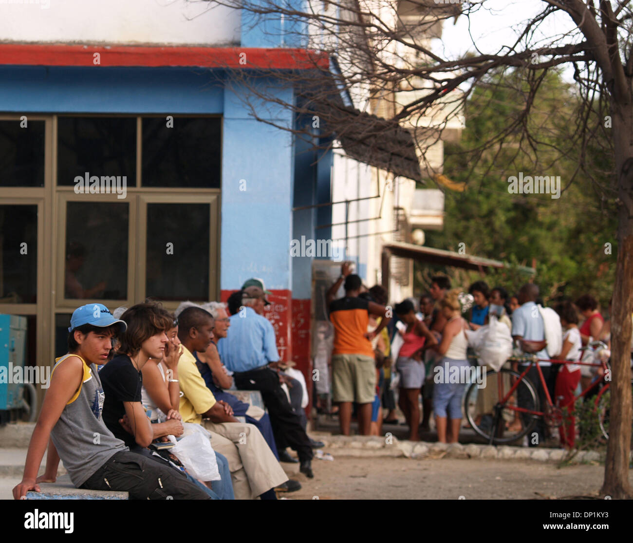 May 04, 2006; Havana, CUBA; Cuban residents wait out side the food ...