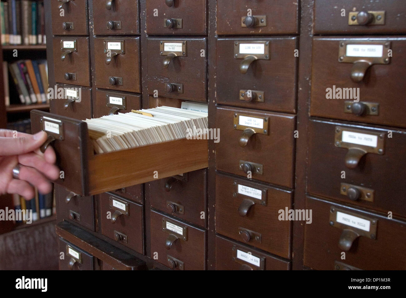 May 05, 2006; Los Angeles, CA, USA; A student using the card catalog at ...