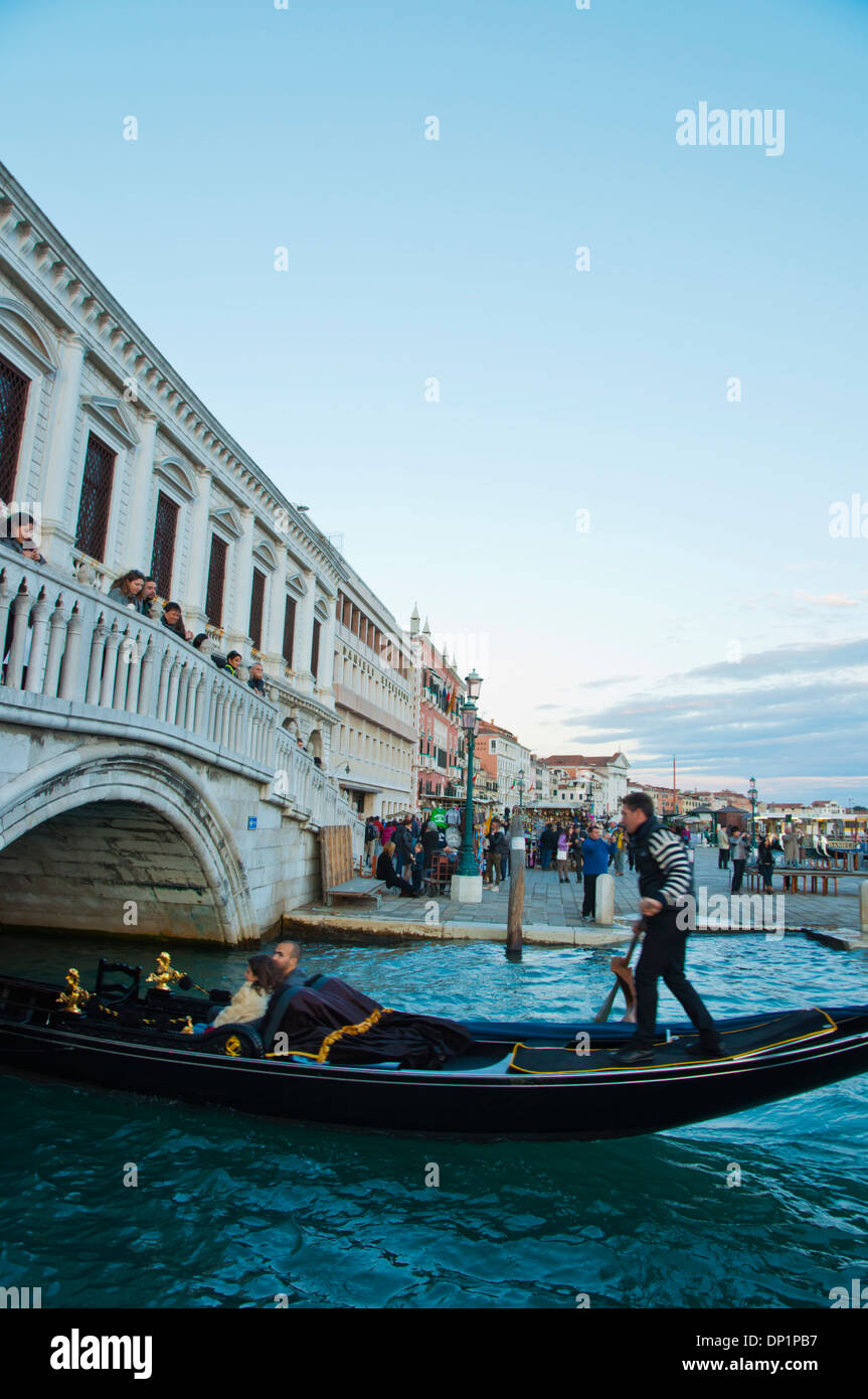 Gondola at Ponte della Paglia bridge Molo seaside promenade San Marco ...