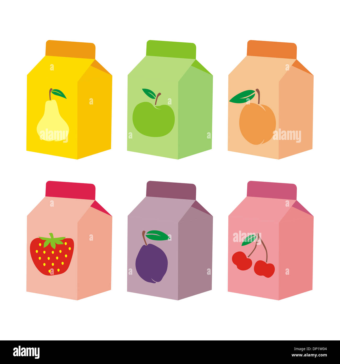 vector illustration of isolated juice carton boxes Stock Photo - Alamy