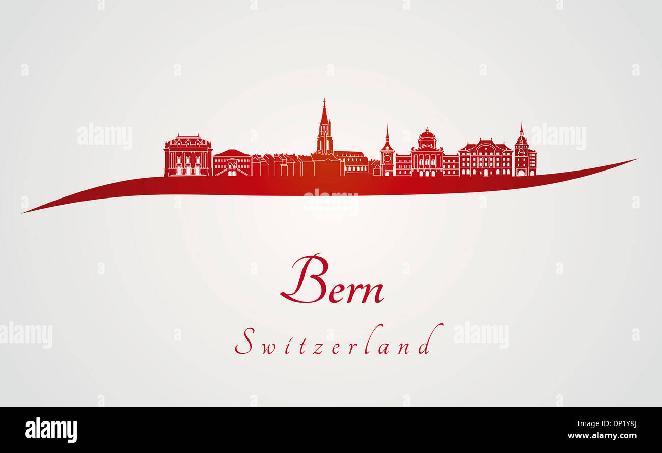 Bern skyline in red and gray background Stock Photo - Alamy