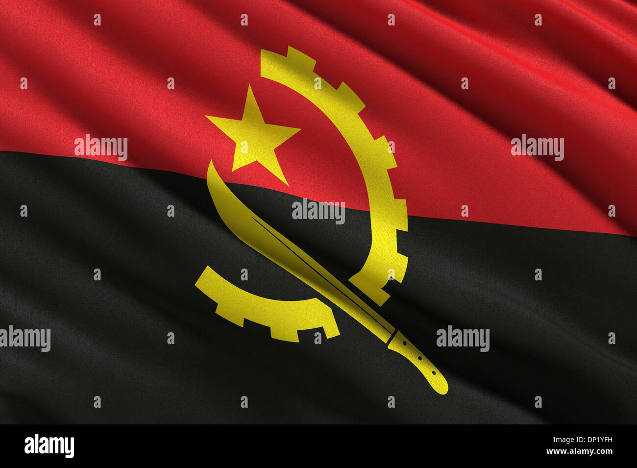 Flag of Angola waving in the wind Stock Photo - Alamy