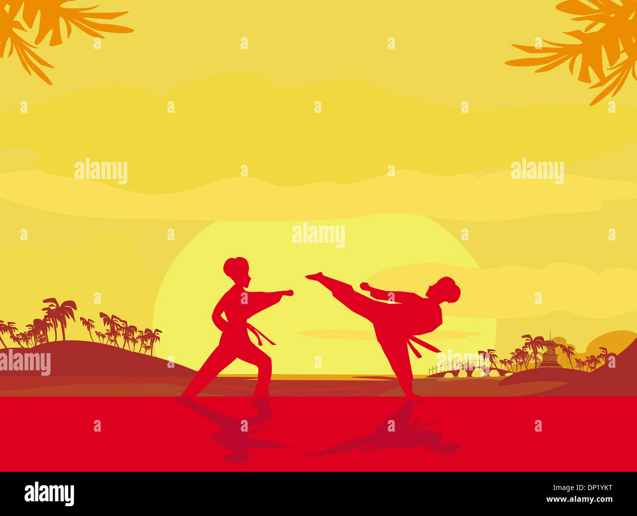 Fighting an enemy near the beach when the sun goes down Stock Photo - Alamy