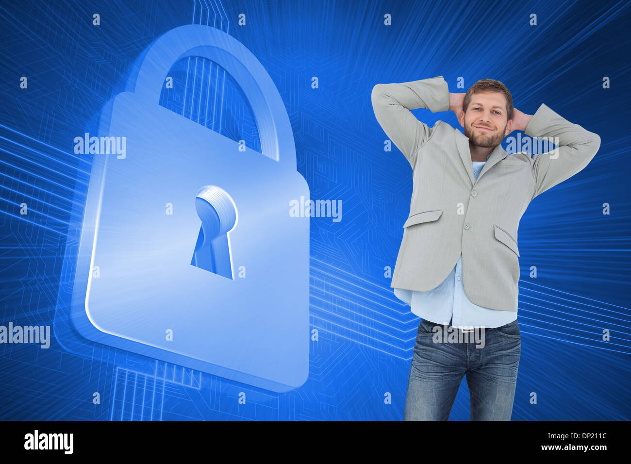 Man behind computer security hi-res stock photography and images - Alamy