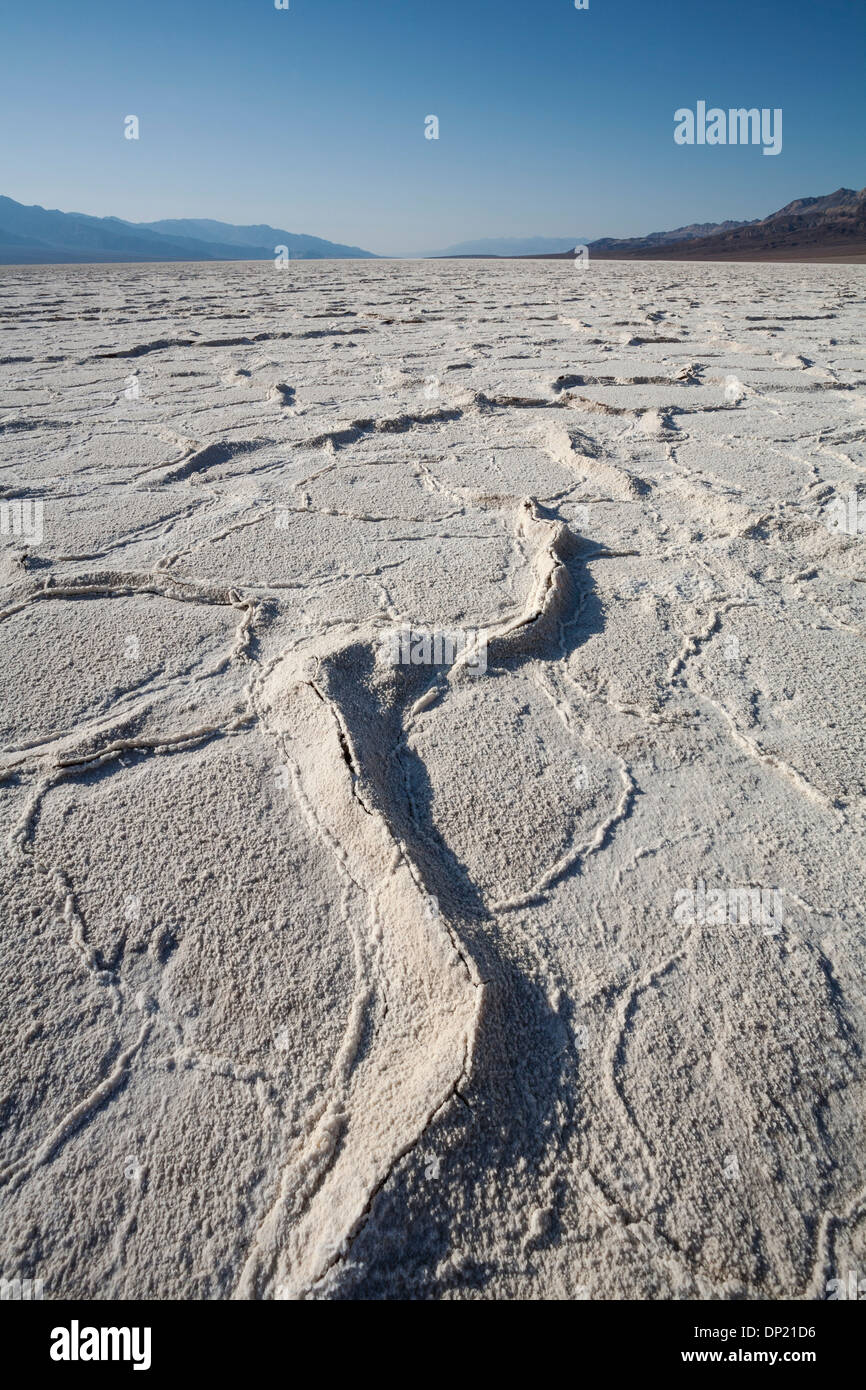 Salt crusts at the Badwater Basin, salt flats in the Death Valley ...
