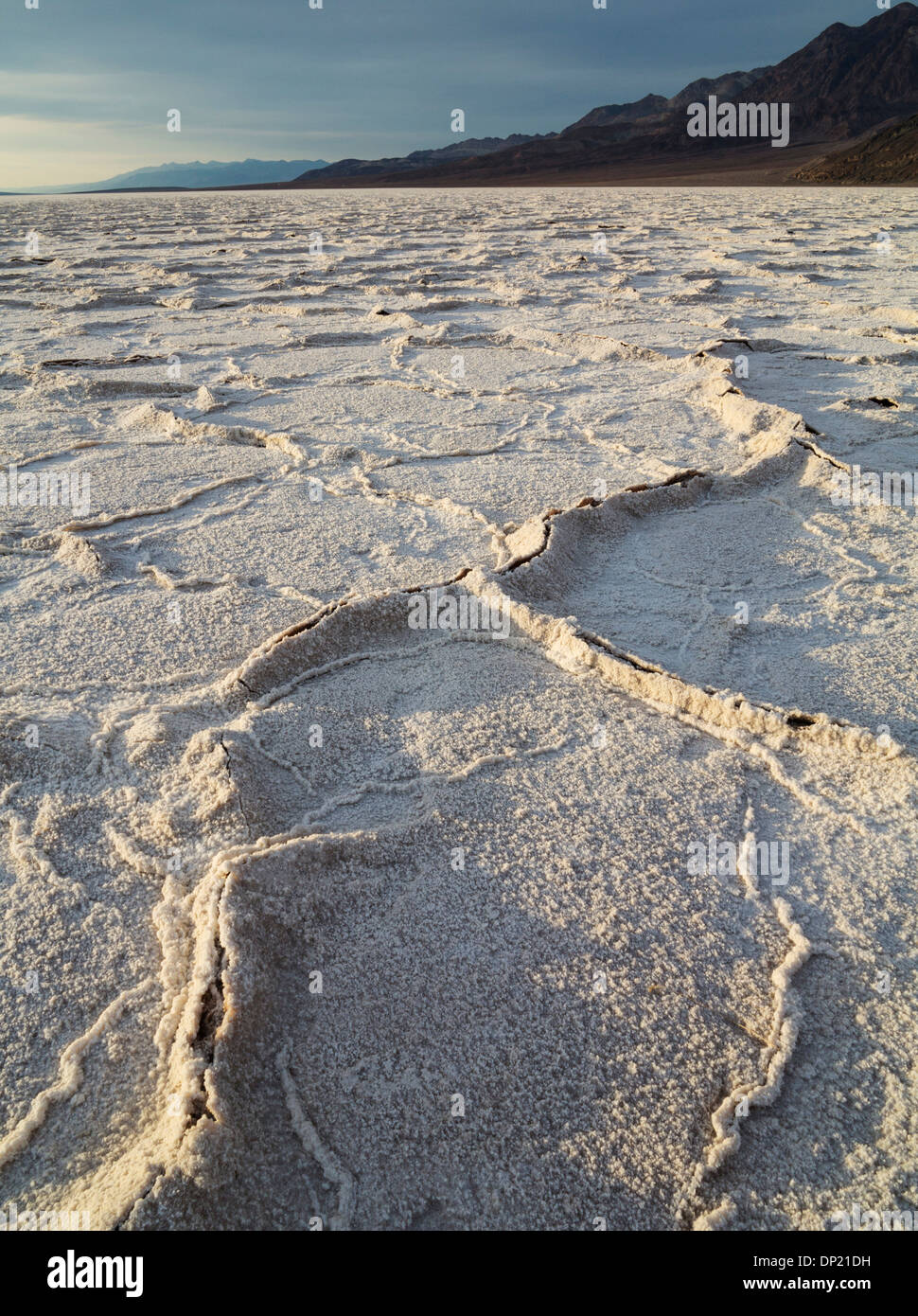 Salt crusts at the Badwater Basin, salt flats in the Death Valley ...