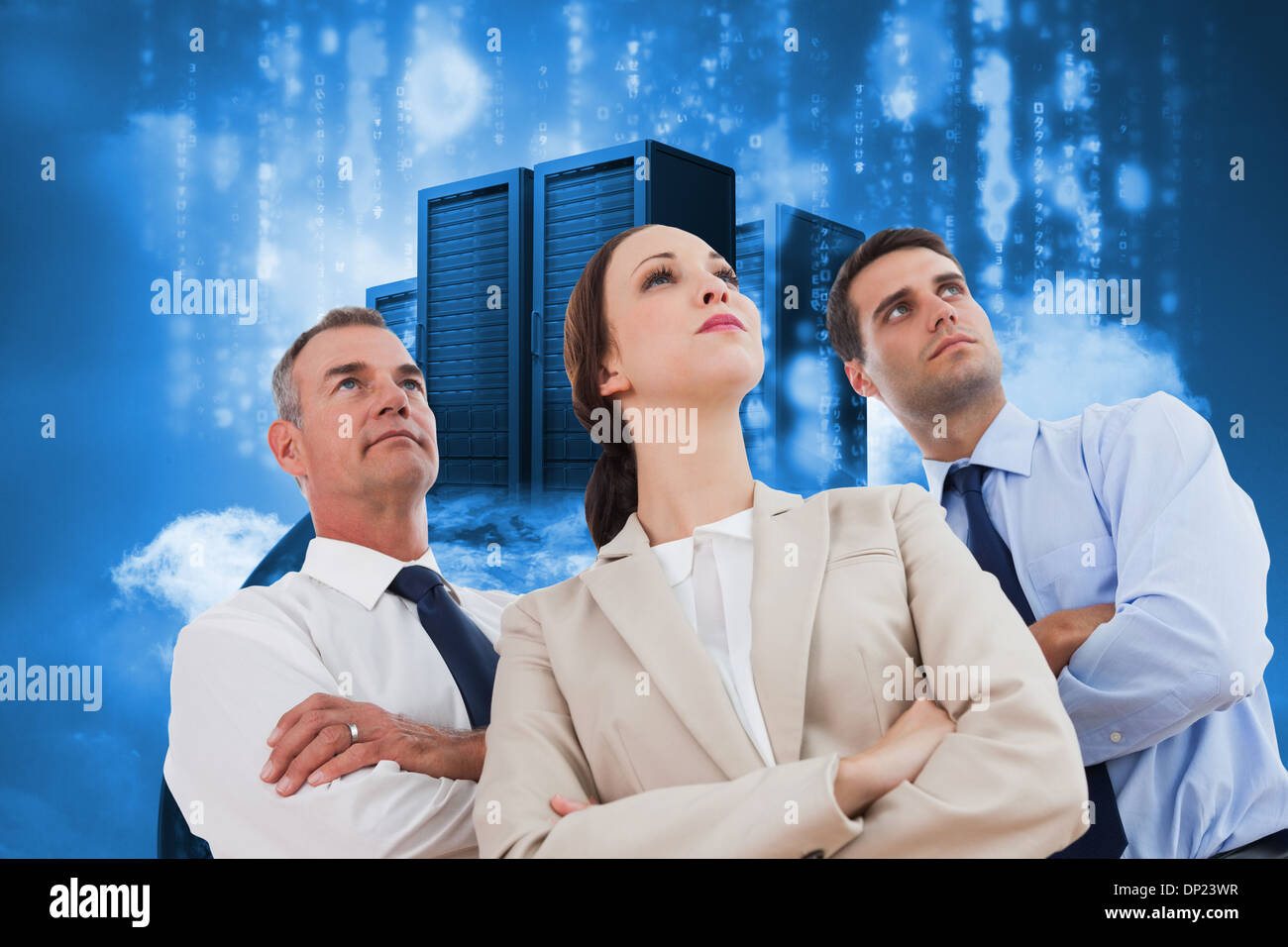 Composite image of serious work team posing together looking away Stock ...