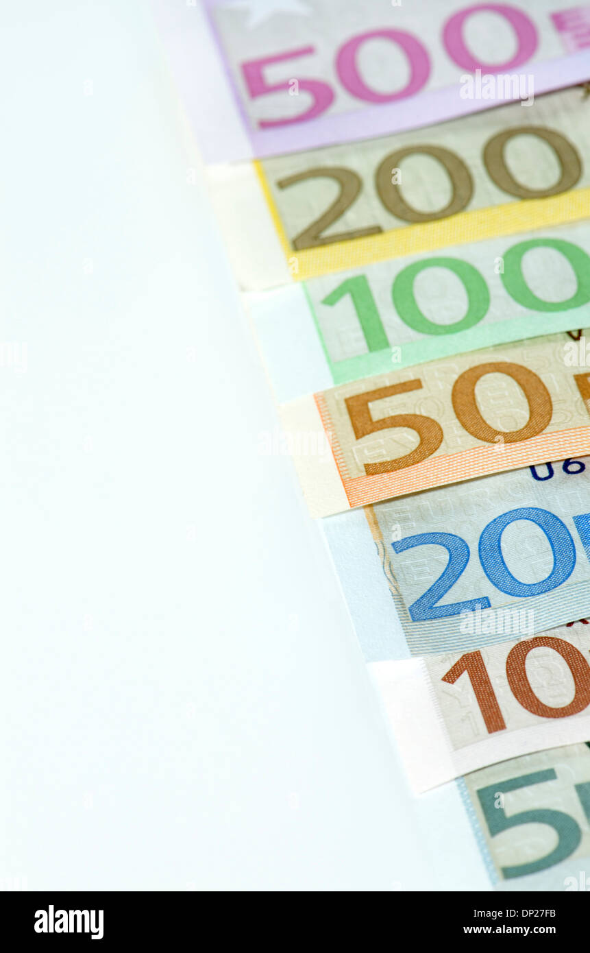 view of a group of all euro banknotes Stock Photo - Alamy