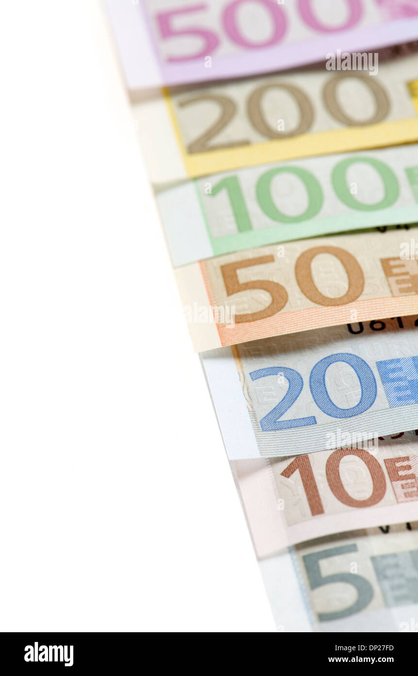 view of a group of all euro banknotes Stock Photo - Alamy