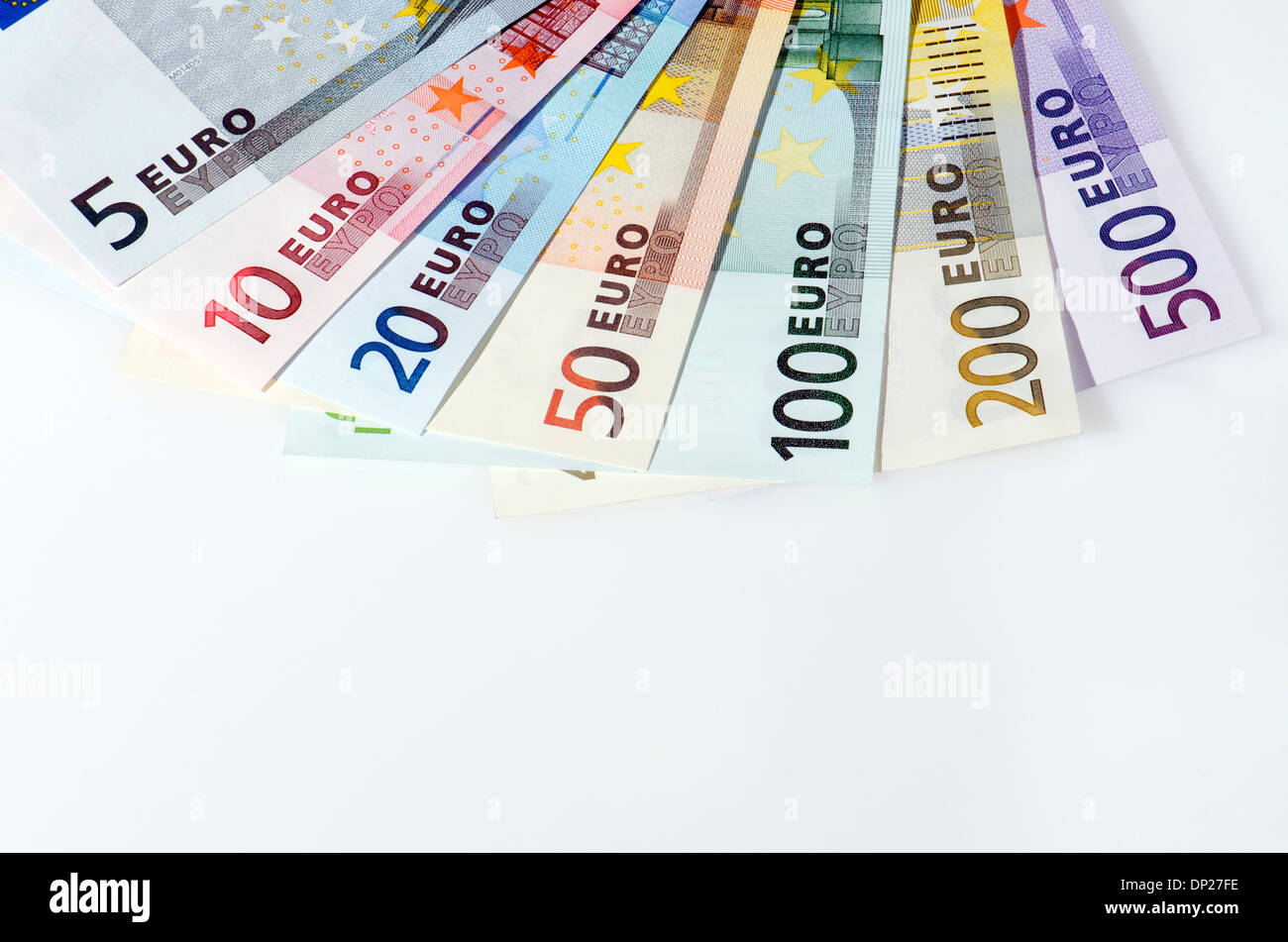 view of a group of all euro banknotes Stock Photo - Alamy