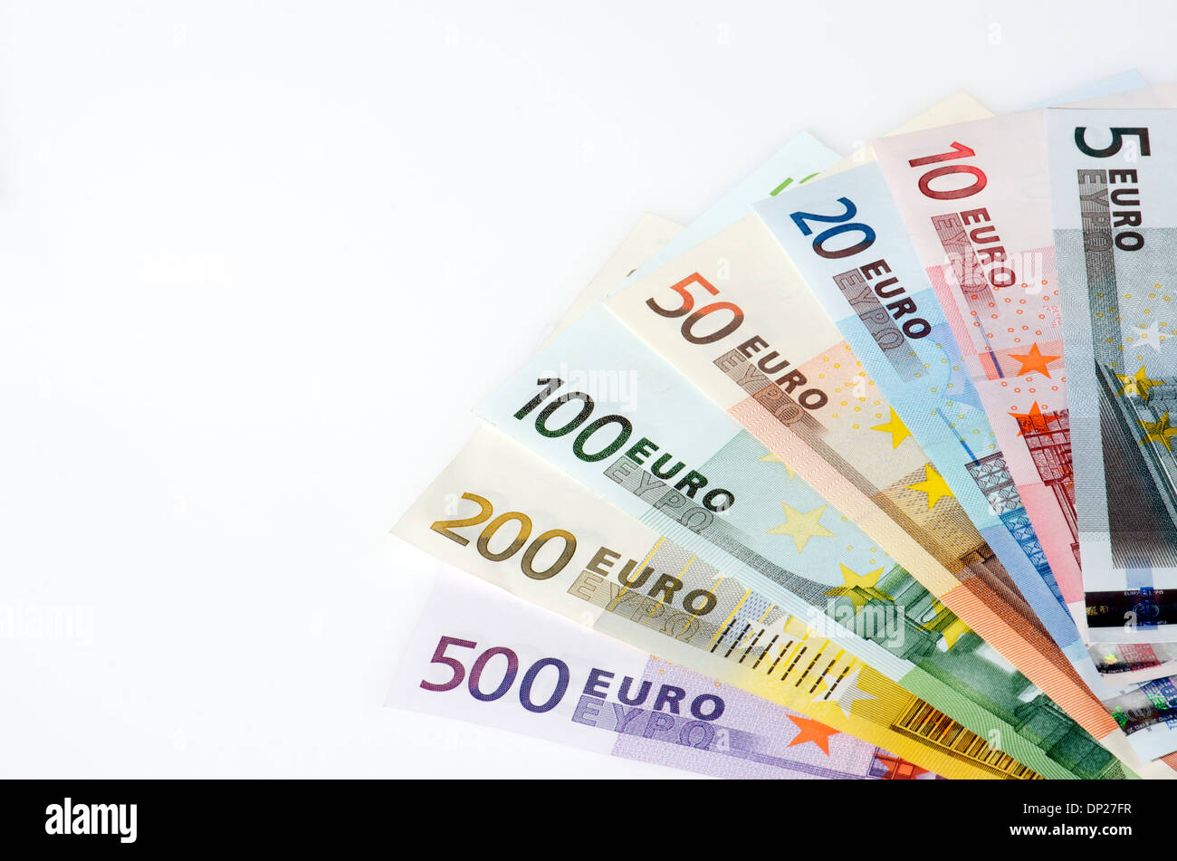view of a group of all euro banknotes Stock Photo - Alamy