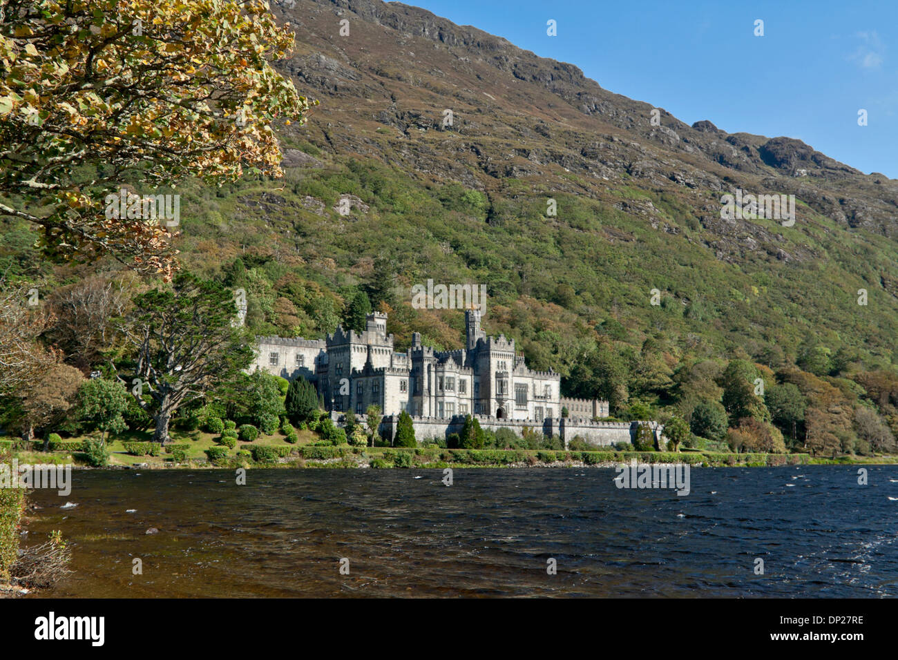 Kylemore Abbey, on the banks of Lough Pollacappul, Kylemore, Connemara ...